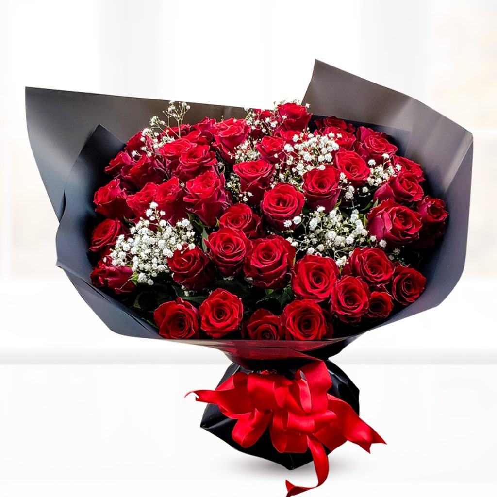 Pendo 50 Long Stem Red Roses - Flower Bliss