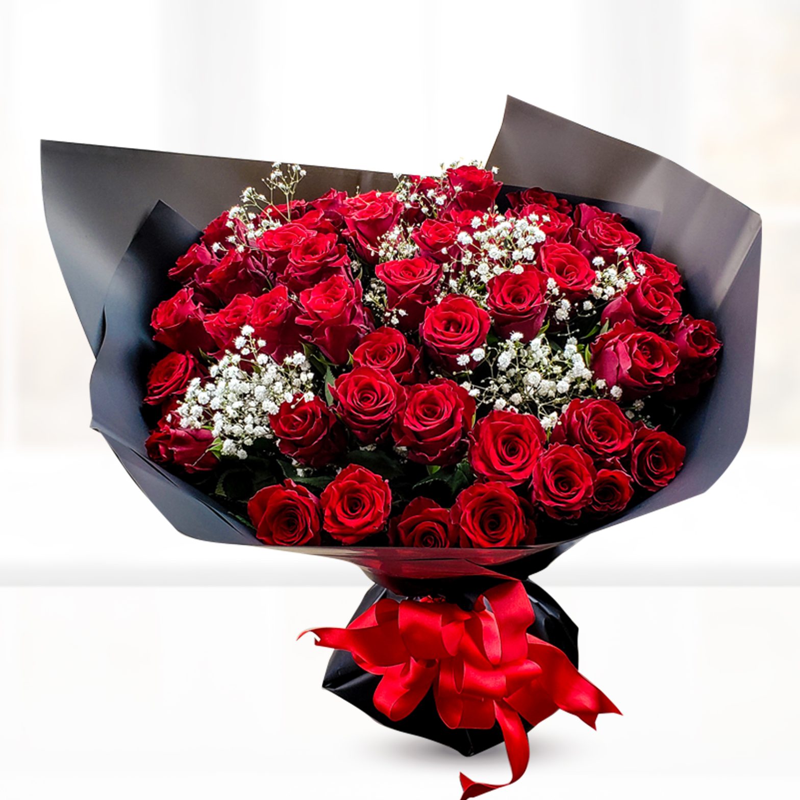 Pendo 50 Long Stem Red Roses - Flower Bliss